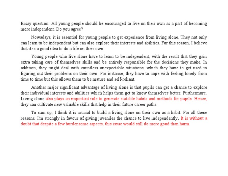 FCE - Essay - Living Alone | PDF