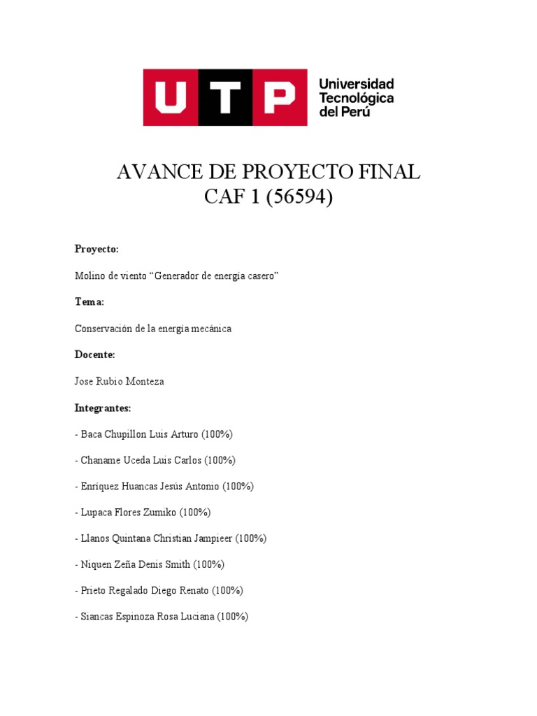 Avance Del Proyecto CAF 1 | PDF | Ingenieria Eléctrica | Energía renovable