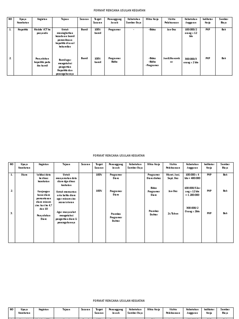 Format Rencana Usulan Kegiatan | PDF