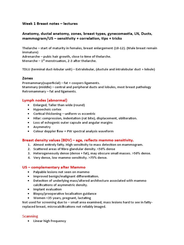 Week 1 - Lecture Notes | PDF | Breast | Women's Health Week 1 - Lecture Notes | PDF | Breast | Women's Health