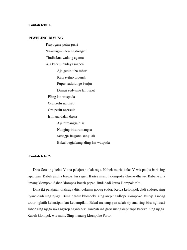 Contoh Teks Uprak Bhs Jawa | PDF