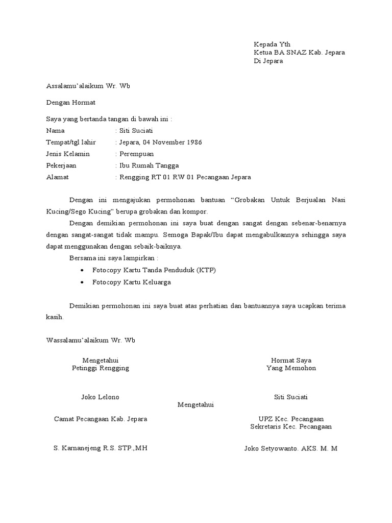 Permohonan Bantuan Gerobak | PDF Permohonan Bantuan Gerobak | PDF