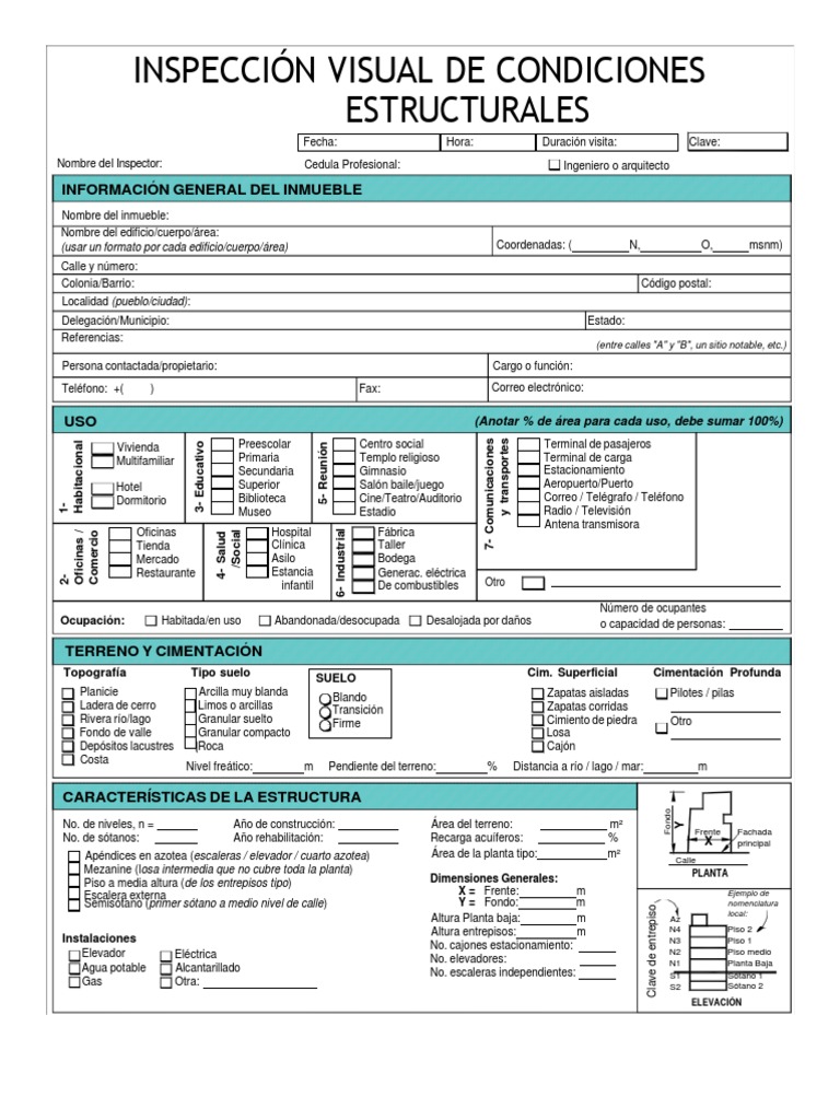 Reporte Visual A Inspeccion Estructural Vacio | PDF | Fundación ...