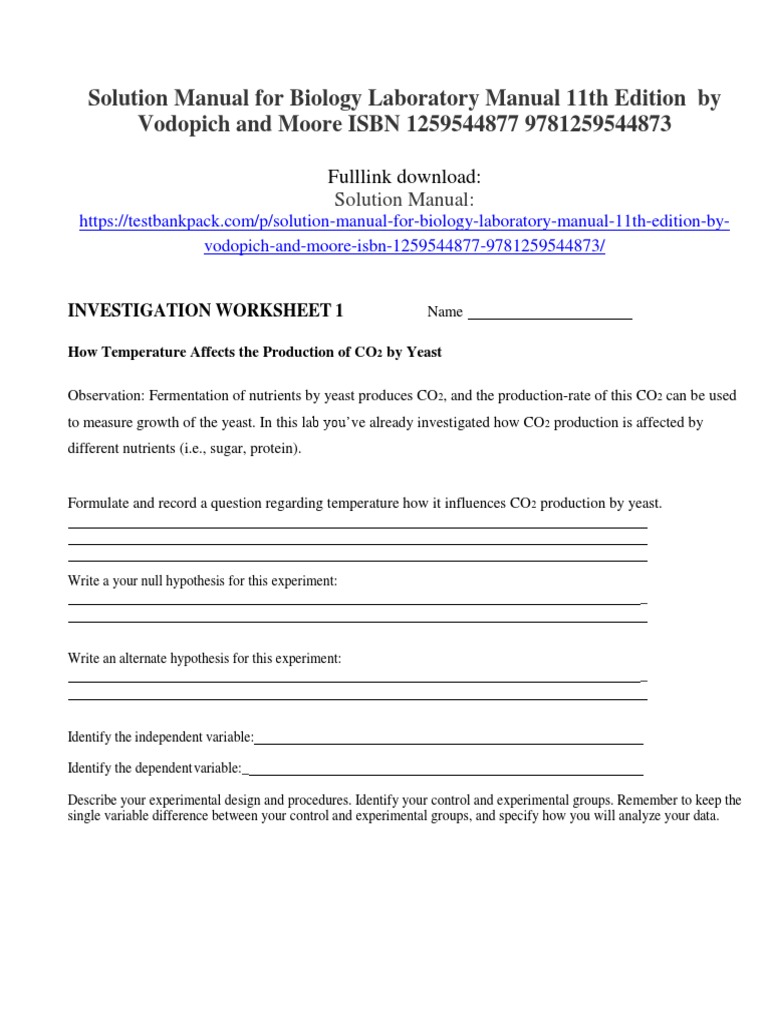 Biology Laboratory Manual 11th Edition by Vodopich and Moore ISBN ...