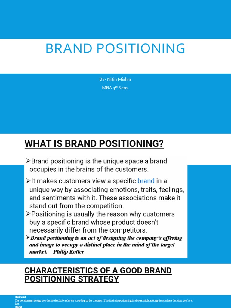 Brand Positioning | PDF | Brand | Financial Economics