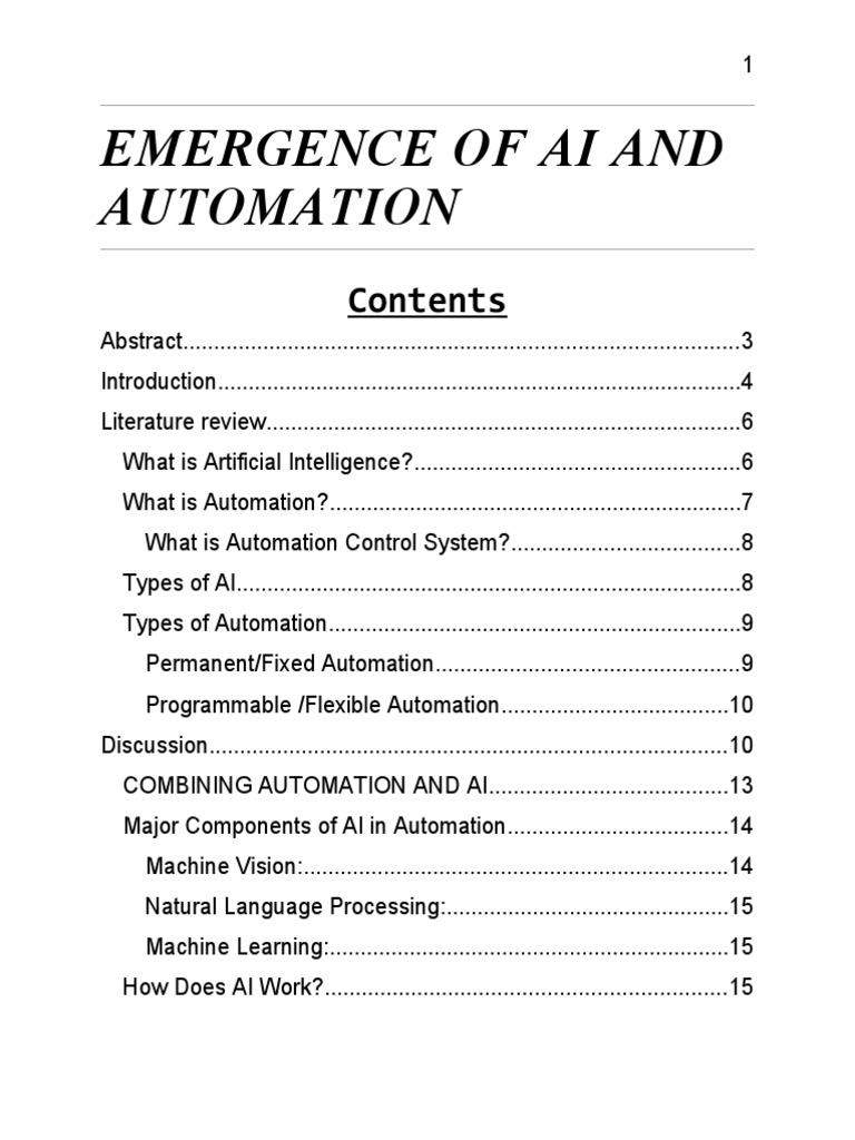 Emergence of AI and Automation | PDF | Artificial Intelligence | Intelligence (AI) & Semantics