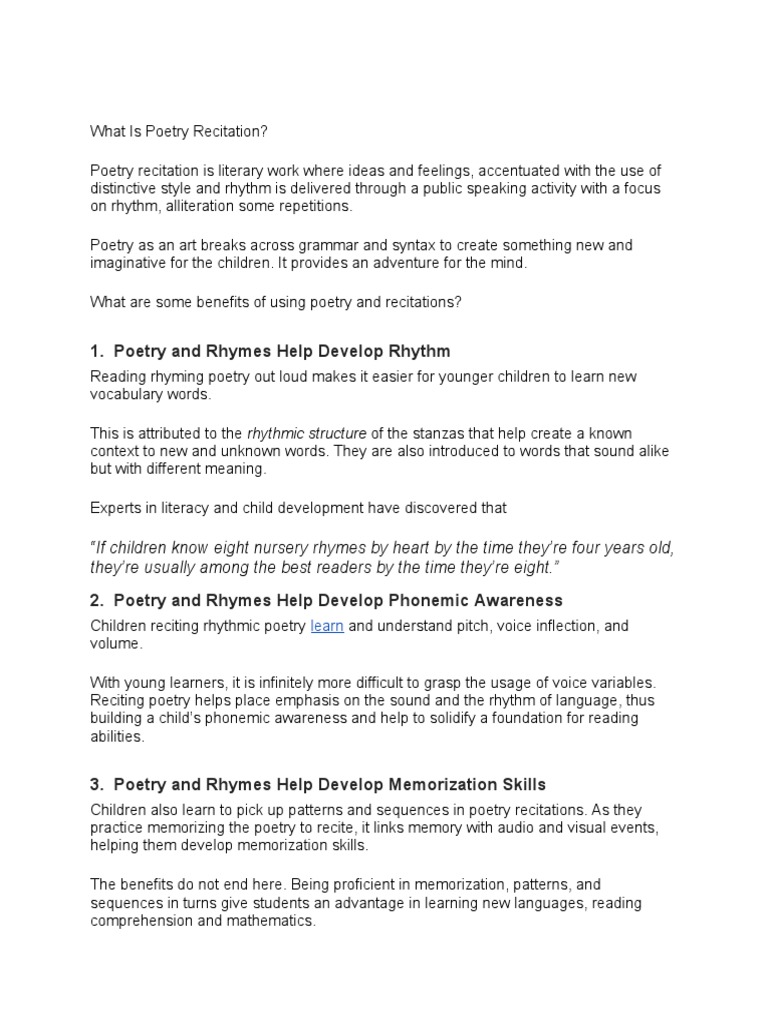 Benefits of Poems in ECE | PDF | Poetry | Rhyme