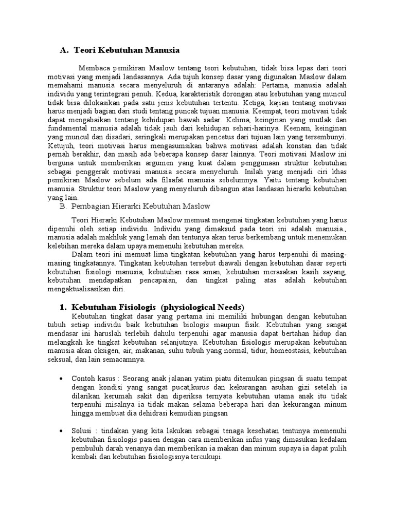 Teori Kebutuhan Manusia | PDF