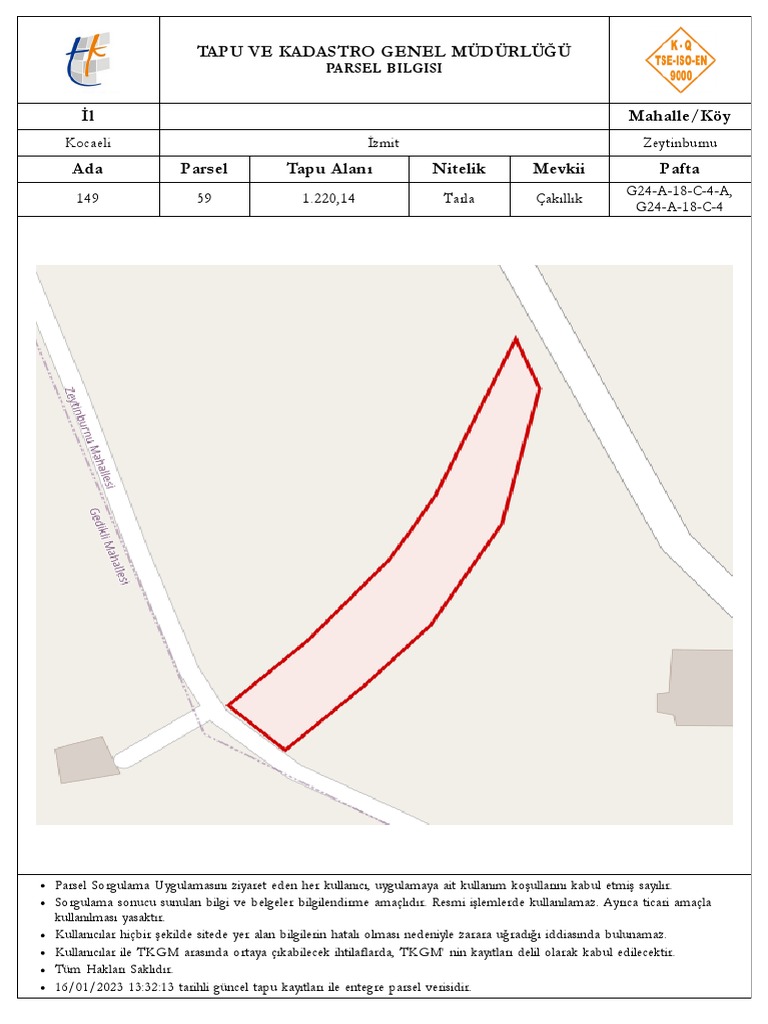 GEDİKLİ - TKGM - Parsel Sorgu Uygulaması | PDF
