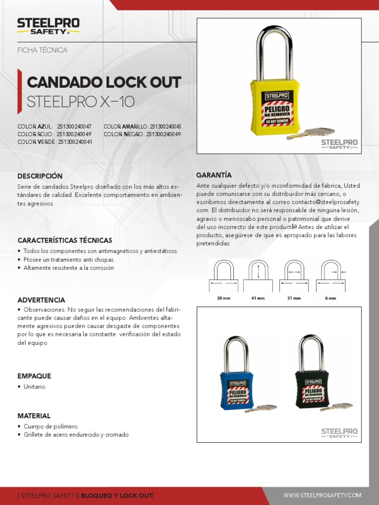 Candado Lock Out Steelpro X-10 | PDF
