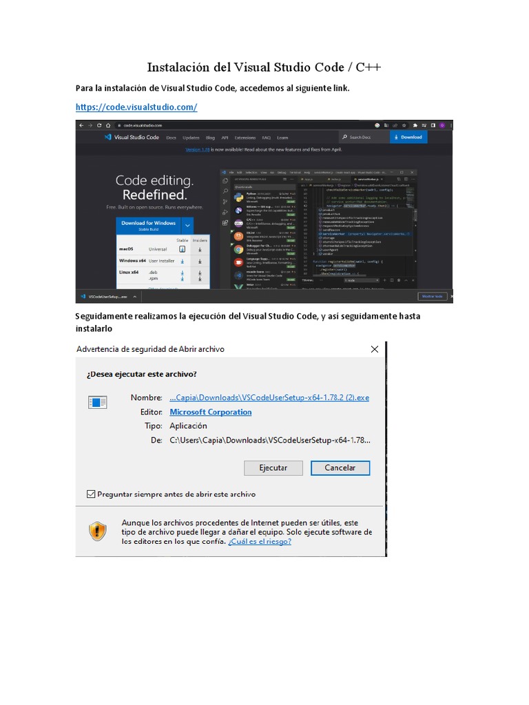 Para La Instalación de Visual Studio Code | PDF