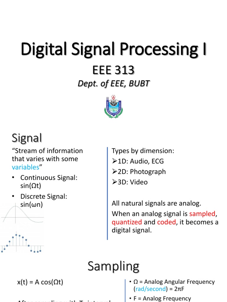 DSP 1 | PDF | Sampling (Signal Processing) | Telecommunications Engineering