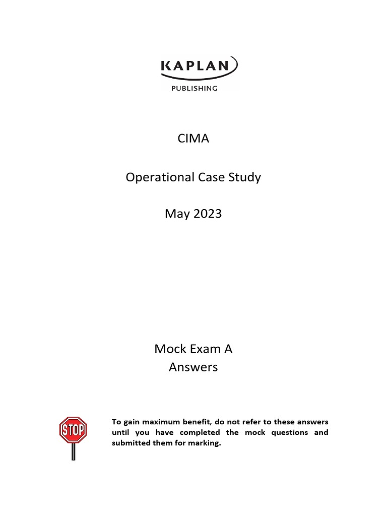 CIMA Case Study - May23 - Operational - Mock Exam A - Answers | PDF ...