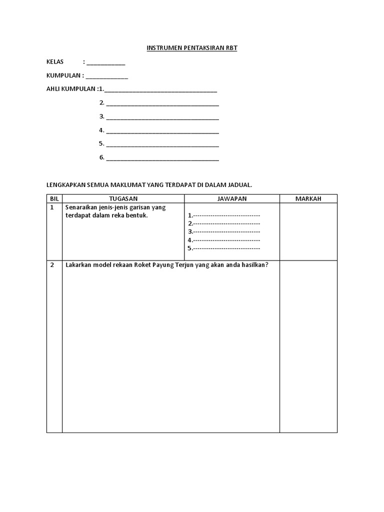 Instrumen Pentaksiran RBT | PDF