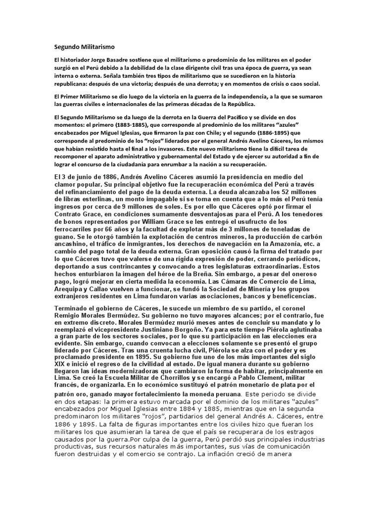 Segundo Militarismo | PDF | Perú