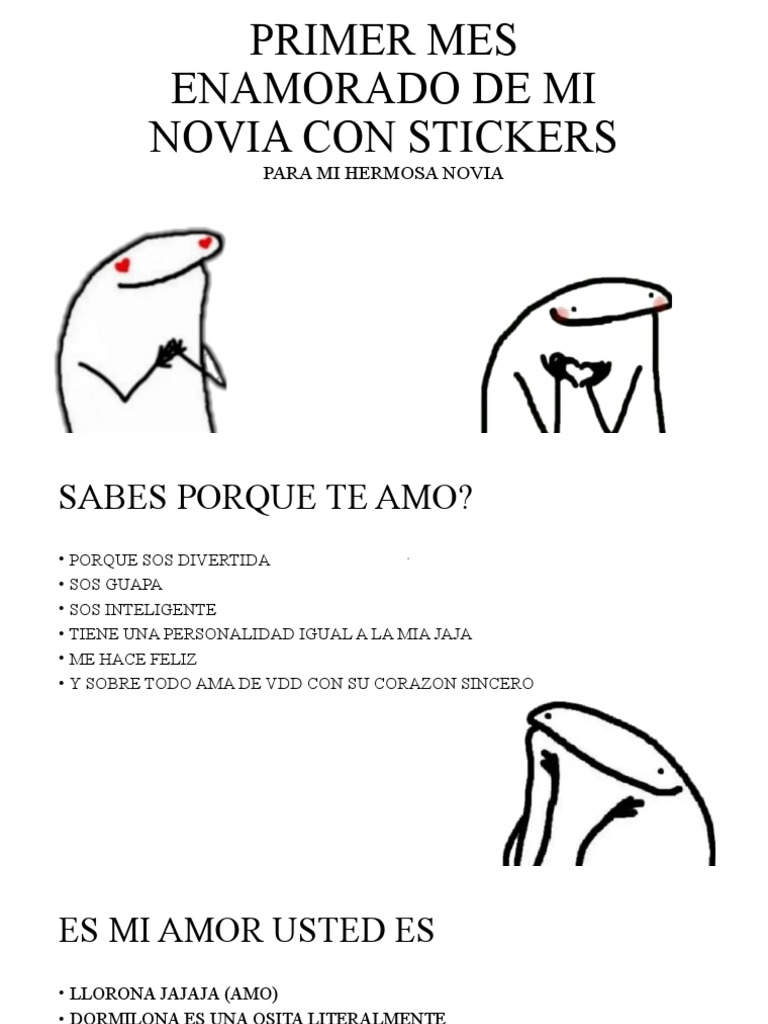Primer Mes Enamorado de Mi Novia Con Stickers | Descargar gratis PDF | Amor