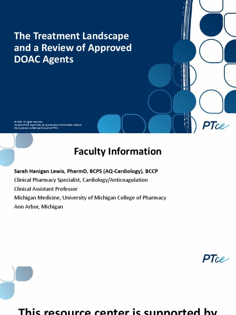 Review of Approved DOAC Agents | PDF | Thrombosis | Diseases And Disorders