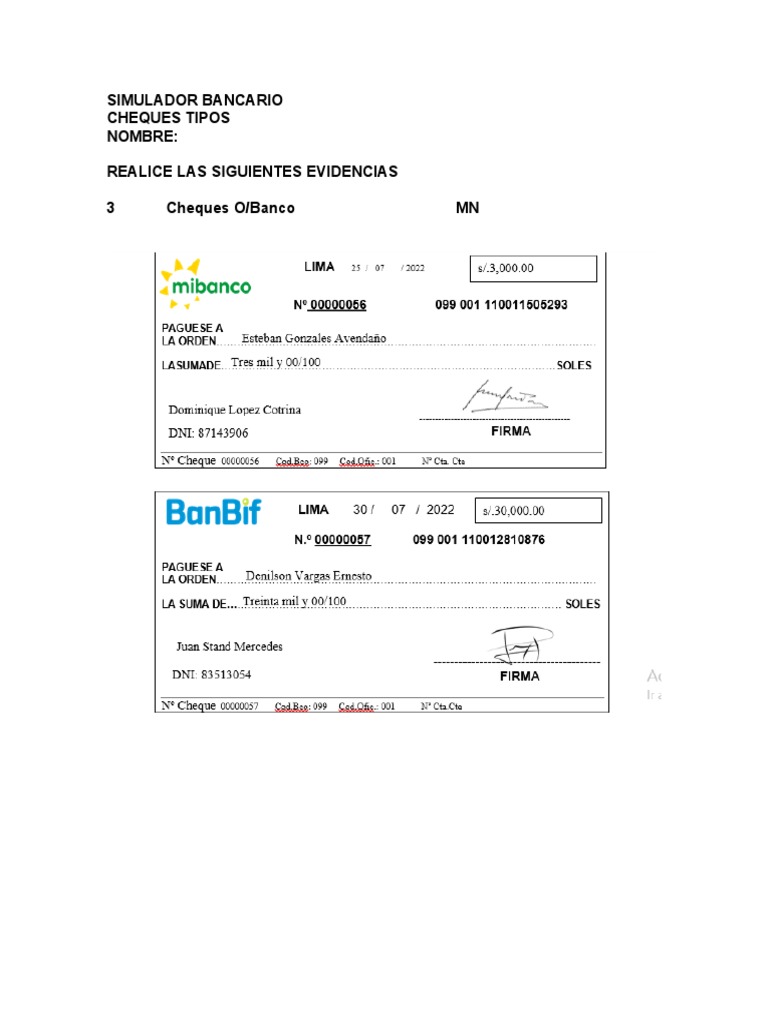 Simulador de Cheques y Tipos | PDF | Finanzas y dinero | Ciencias sociales