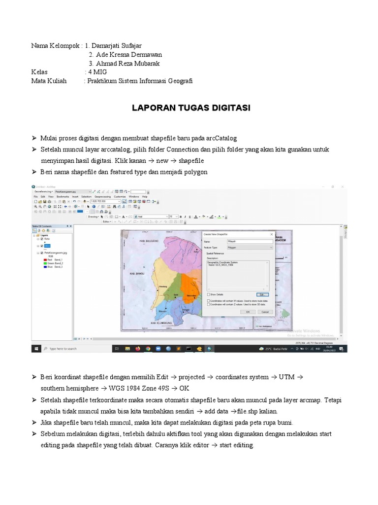 Laporan Tugas Digitasi Kelompok (Damar, Ade, Reza) Prak - SIG - 4MIG | PDF | Komputer
