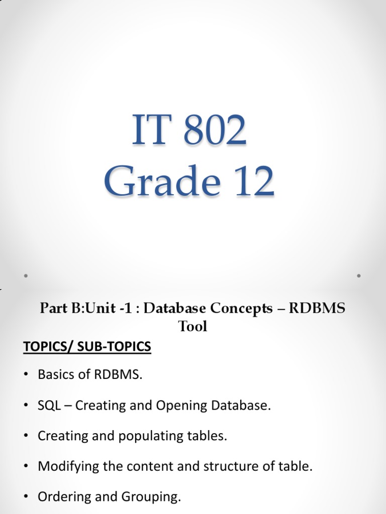 IT 802 - Grade 12 | PDF