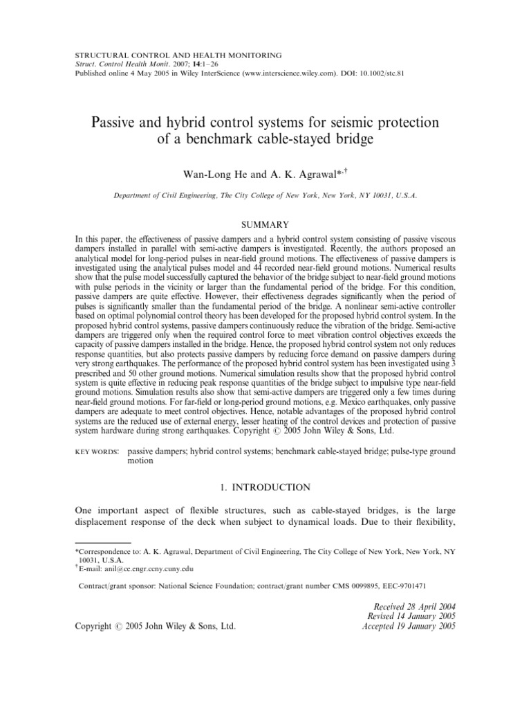Passive and Hybrid Control Systems For Seismic Protection of A ...