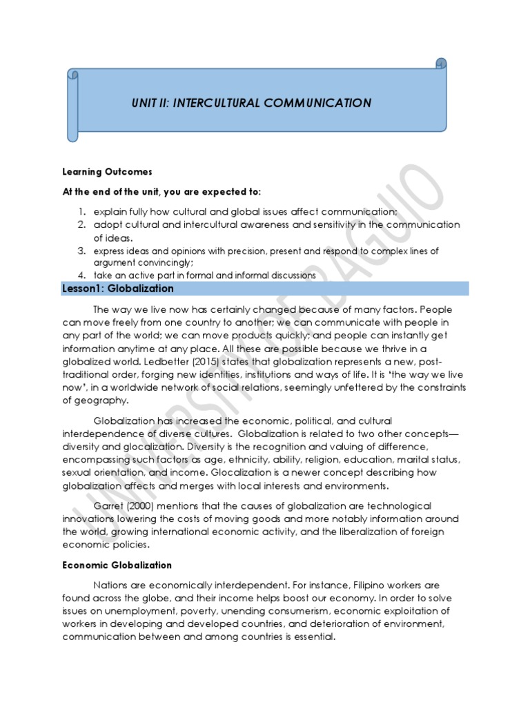 Unit 2 Intercultural Communication 2 1 | PDF | Communication | Nonverbal Communication