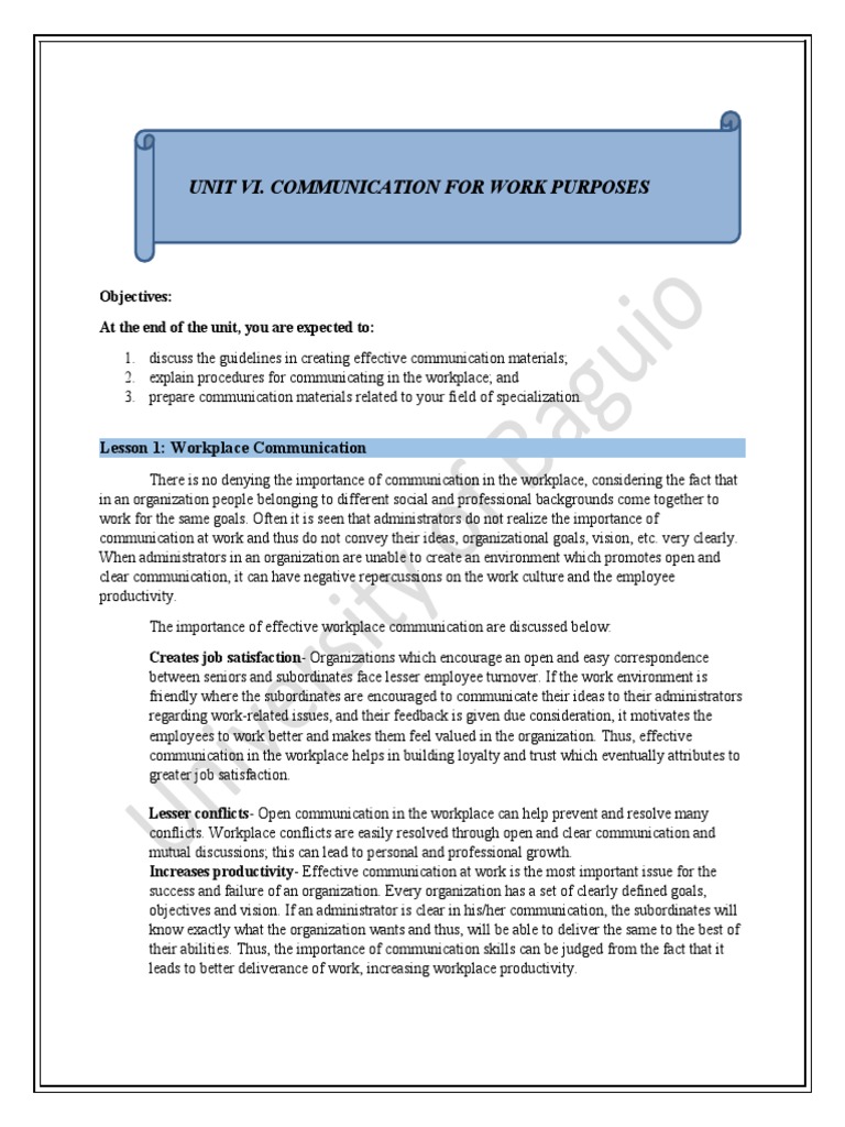 Unit 6 Communication For Work Purposes | PDF | Communication | Résumé