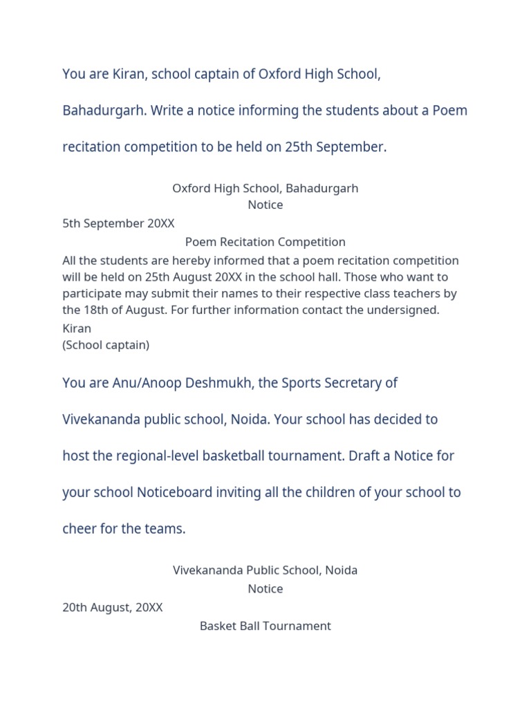 Poem Recitation Competition Notice | PDF
