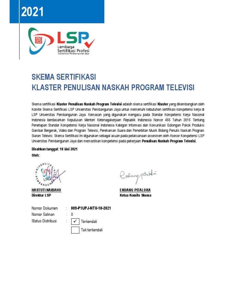 Sertifikasi Penulisan Naskah TV UPJ | PDF