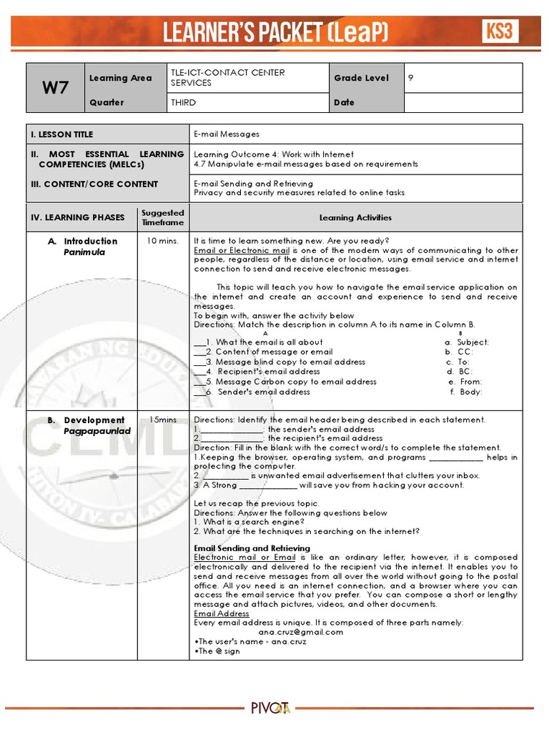 Tle Ict CS9 W7 | PDF | Gmail | Security