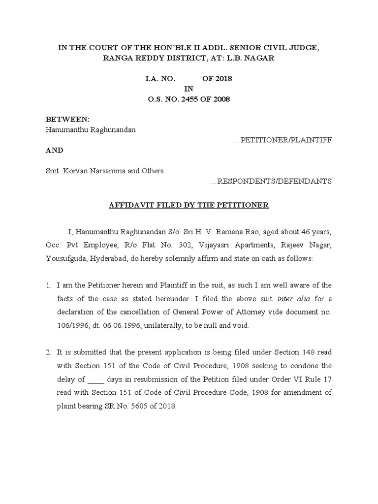 Condone Delay | PDF | Lawsuit | Legal Concepts