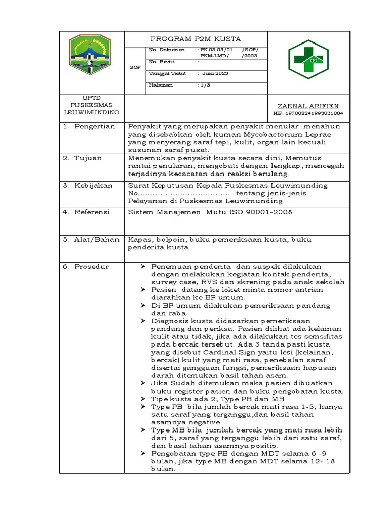 Sop Program P2M Kusta | PDF