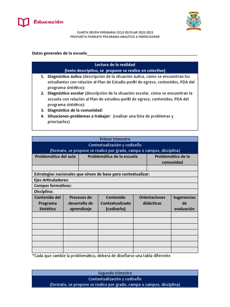 Propuesta de Formato para Programa Analítico | PDF | Evaluación | Aprendizaje