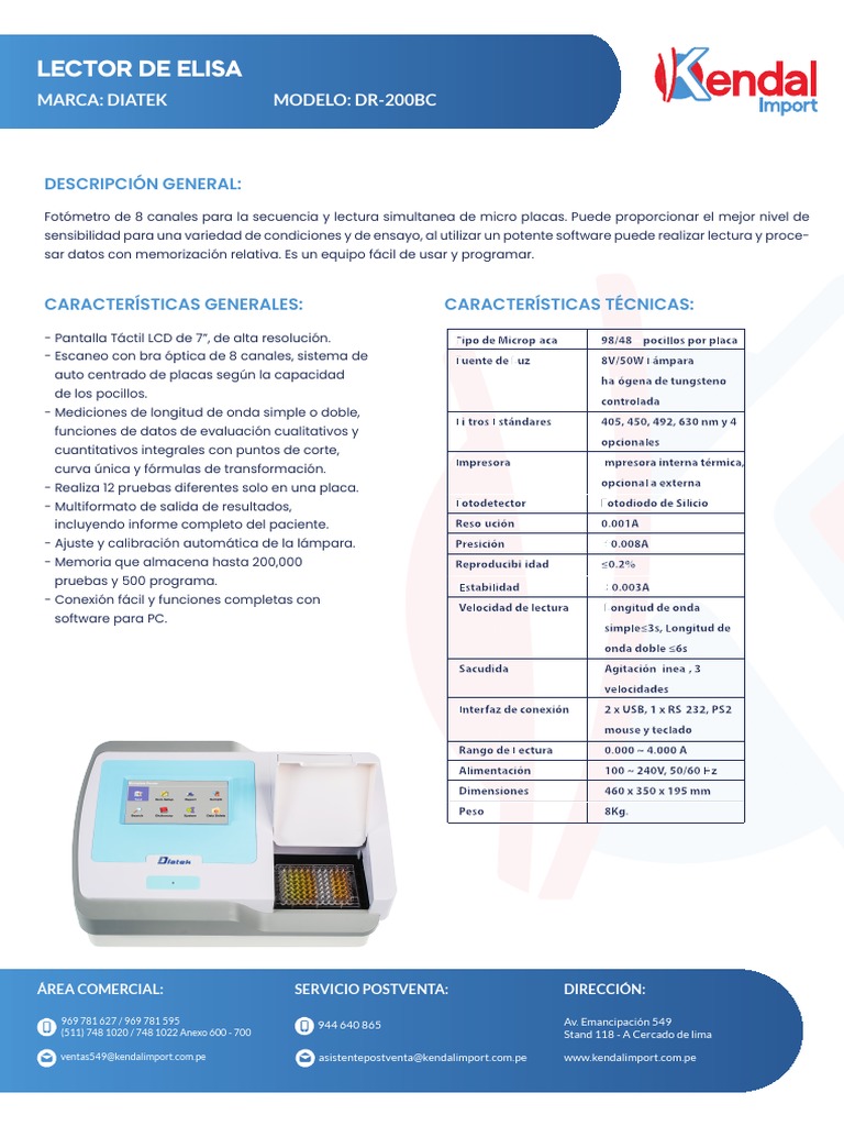 Lector de Elisa Diatek Dr-200bc-1 | PDF