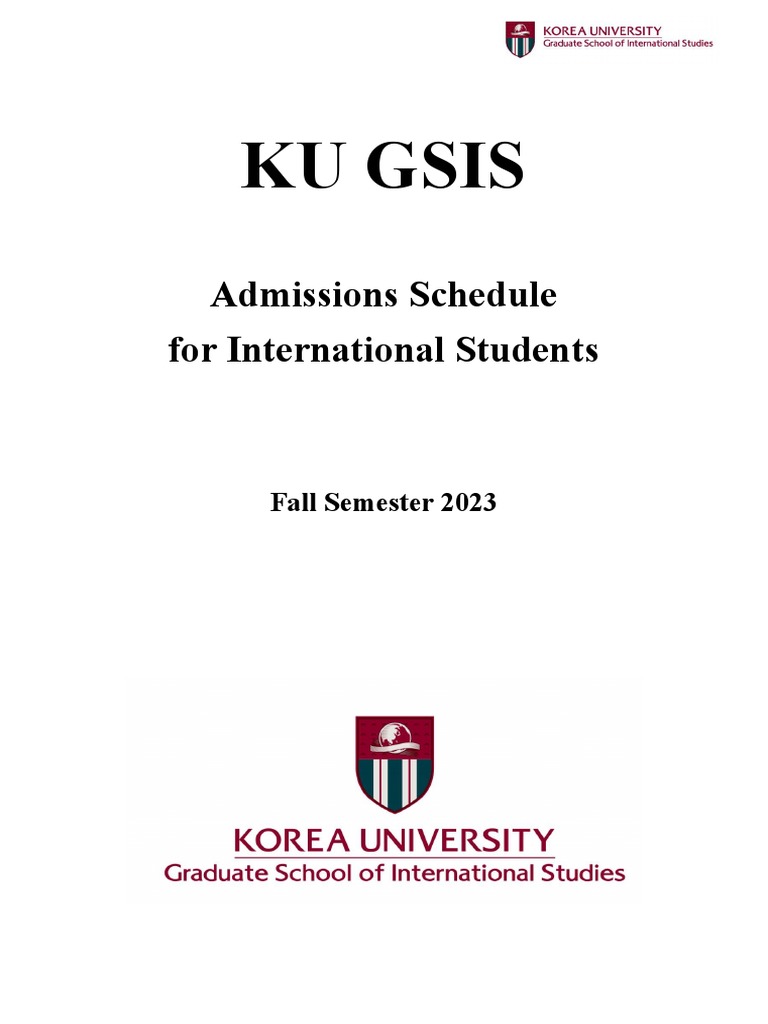 (Fall 2023) Admission Schedule and Information For International Students | PDF | University And ...