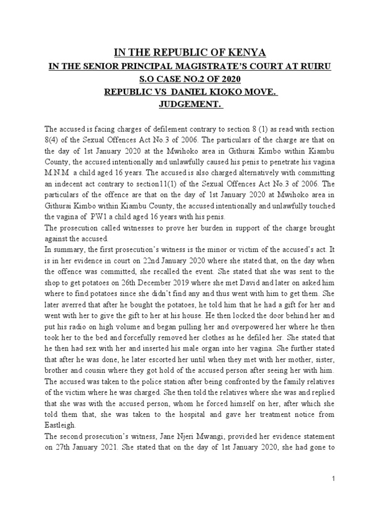 Draft Judgement - Sexual Offence Case No 2 of 2020 - Ryan Mbugua Gitau ...