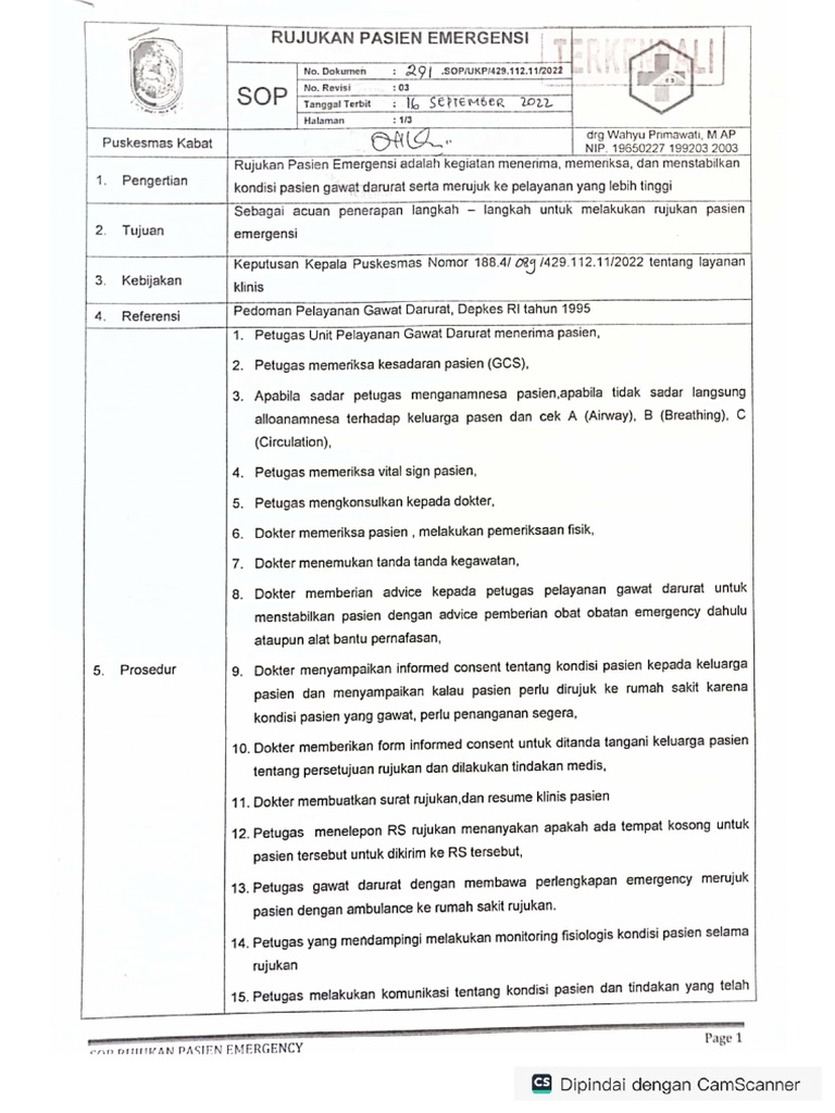 SOP Rujukan Emergency | PDF