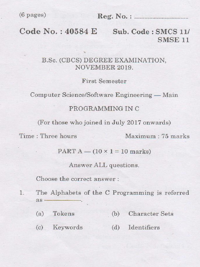 002 Computer Science November 2019 Smcs11 Smse11 Pdf Control Flow Pointer Computer 1320