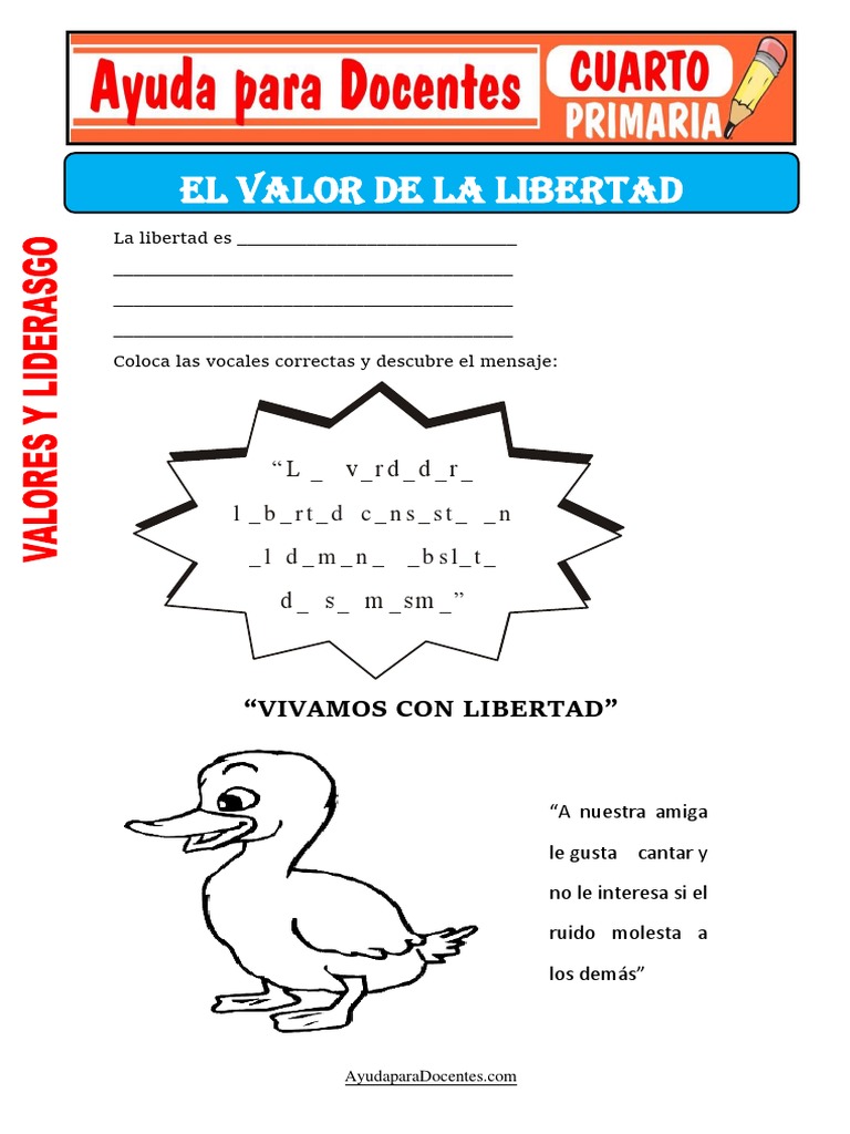 El Valor de La Libertad para Cuarto de Primaria | PDF