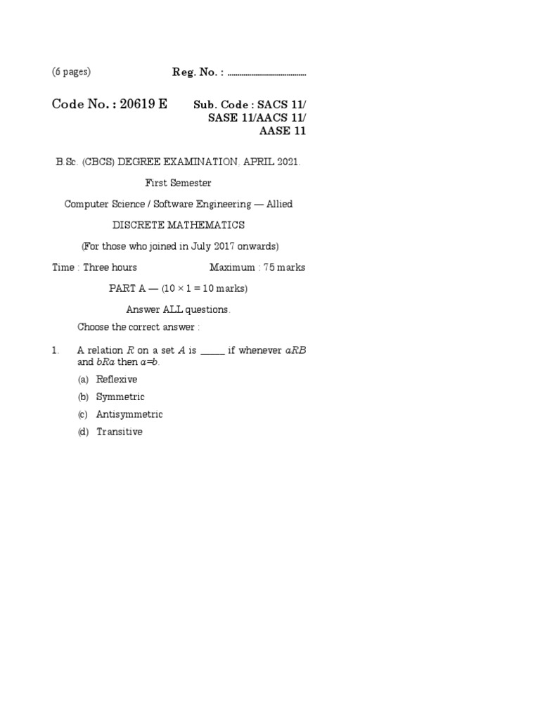 26 SACS11 SASE11 AACS11 AASE11 Discrete Mathematics | PDF | Visual Cortex | Matrix (Mathematics)
