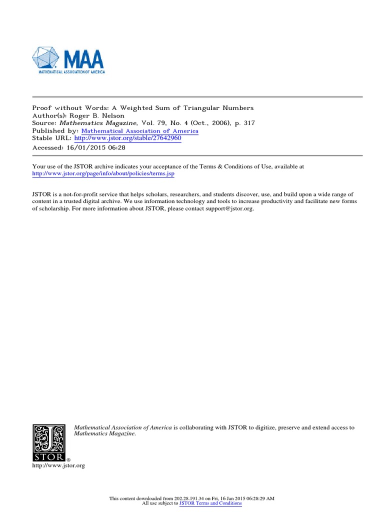 Proof Without Words A Weighted Sum of Triangular B Annas Archive | PDF | Mathematics