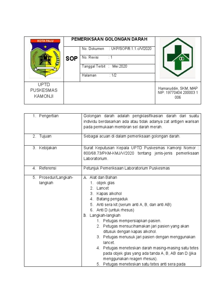 Pemeriksaan Golongan Darah Pdf