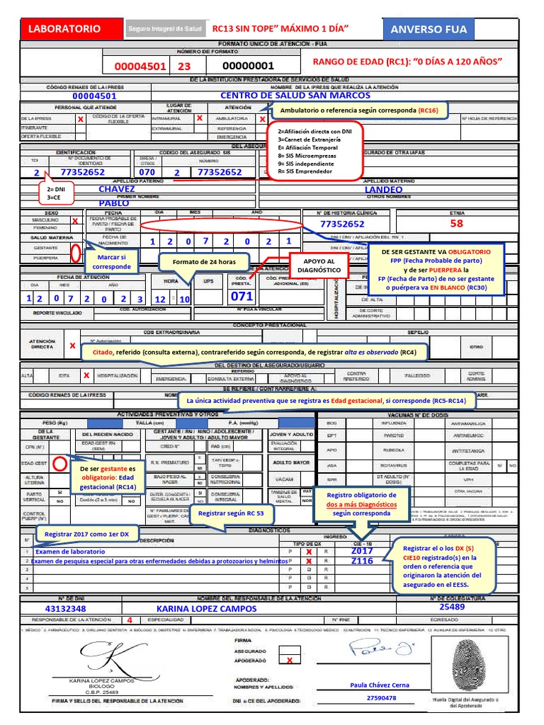 FUA 071 Año 2023 Moificada | PDF | Ciencias de la Salud | Medicina CLINICA