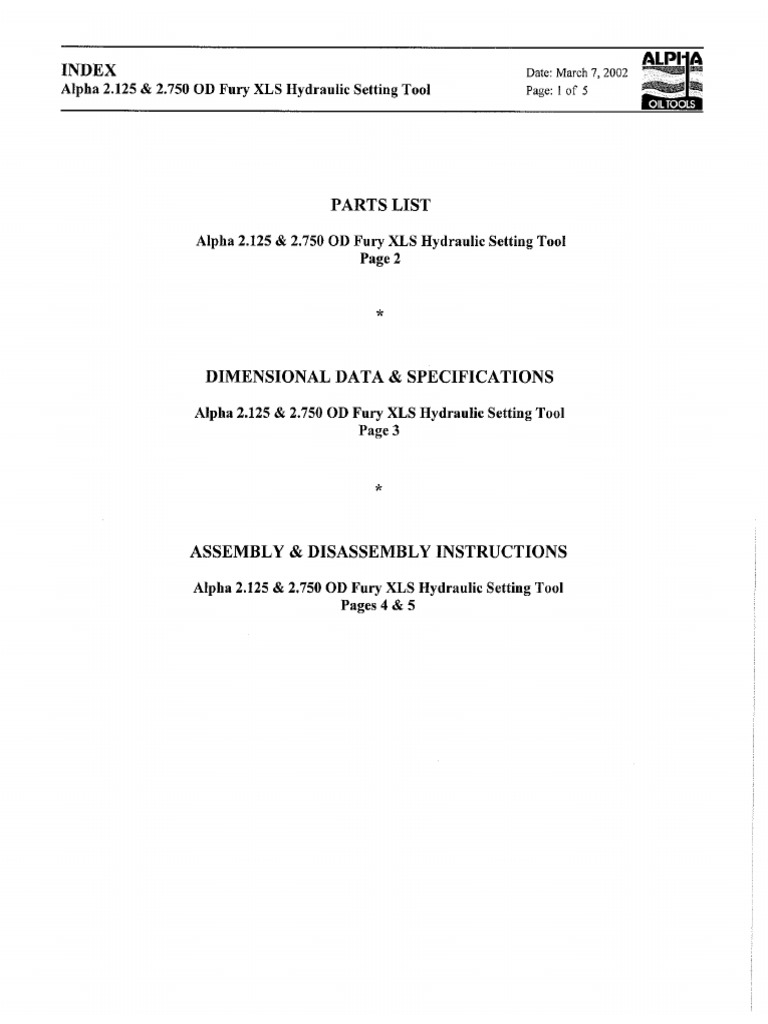 2512 - Alpha Oil Tools - Fury Hydraulic Setting Tool | PDF
