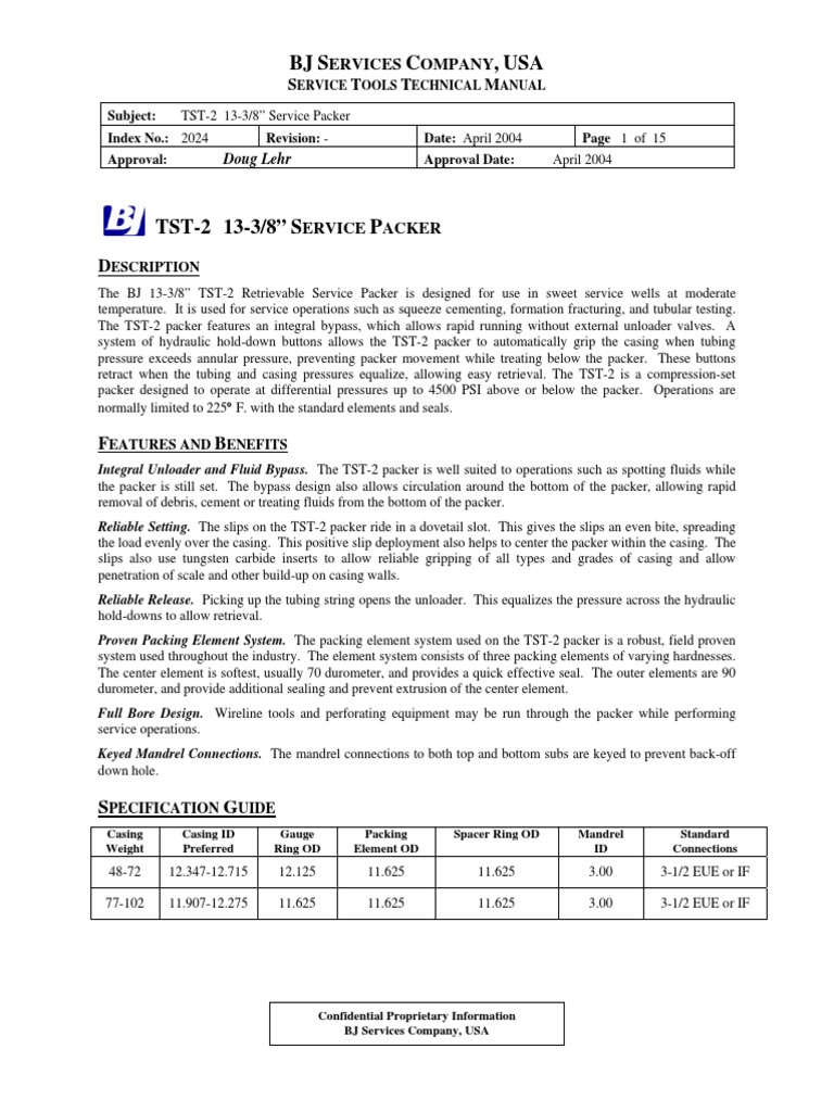 2024 - 13.375 TST-2 Service Packer | Download Free PDF | Casing ...