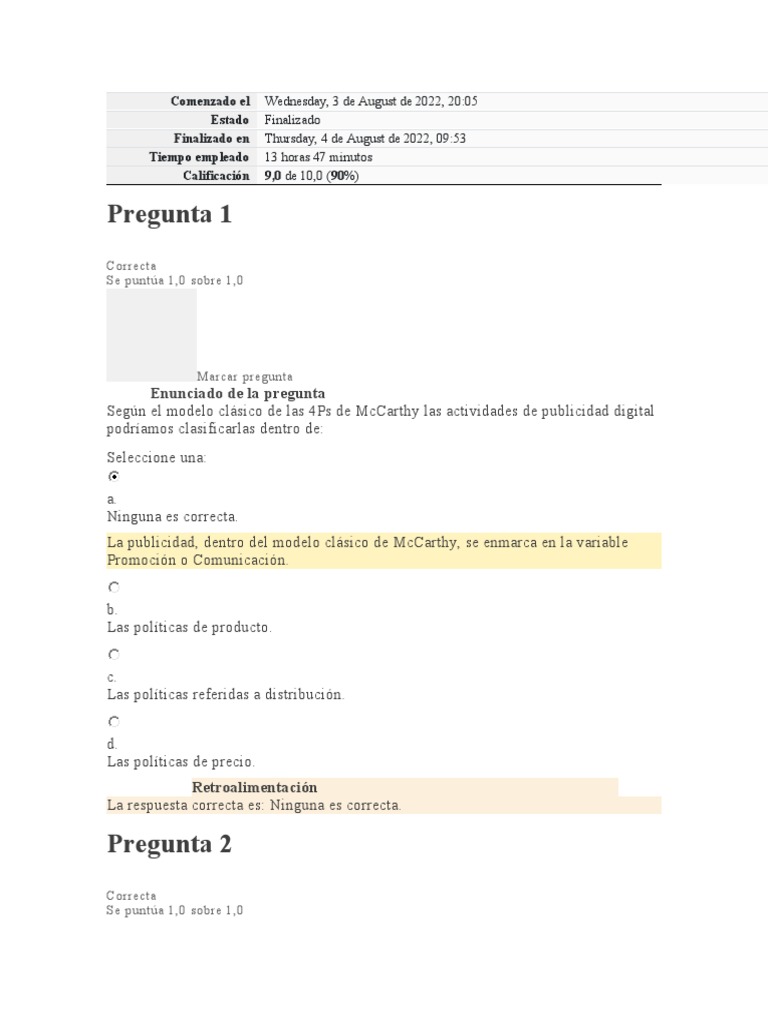Examen Unidad 1 - Inteligencia de Negocios en Mercadeo Digital | PDF | Publicidad