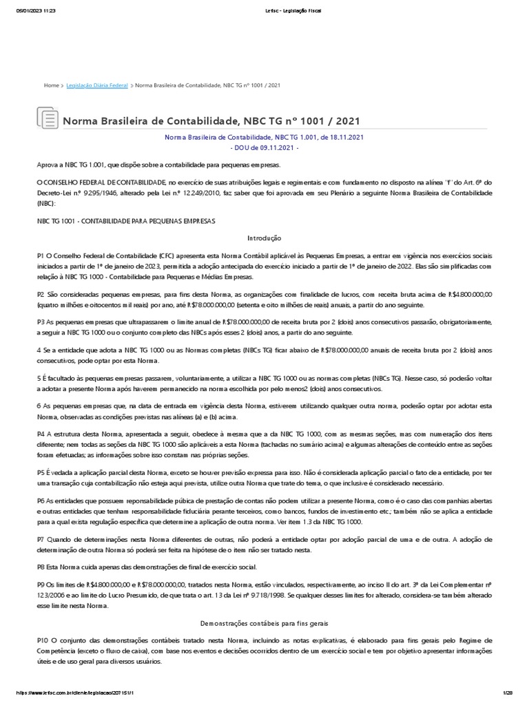 Lefisc - Legislação Fiscal - Norma Brasileira de Contabilidade, NBC TG ...