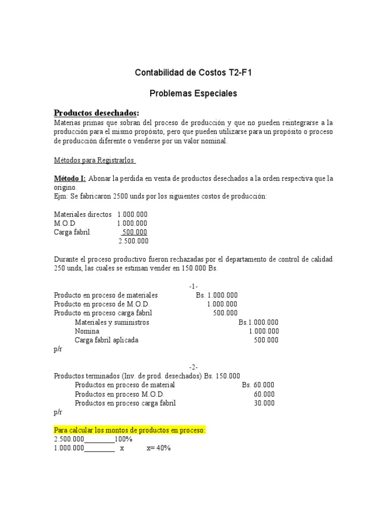 Problemas Especiales en Contabilidad de Costos | Descargar gratis PDF ...