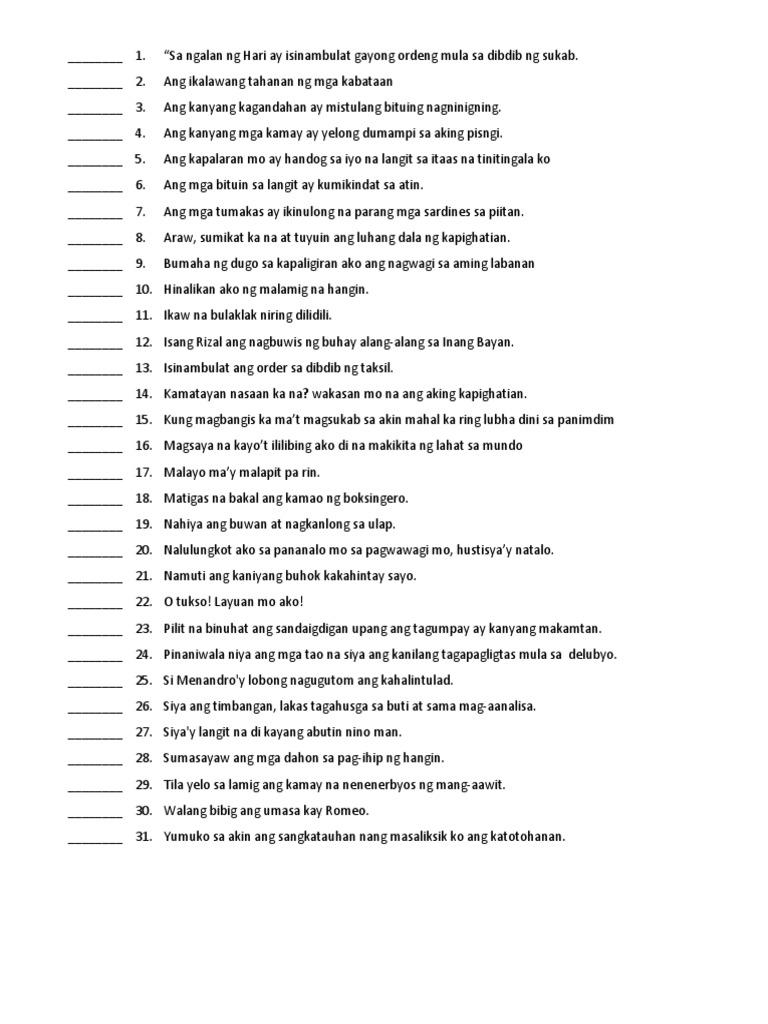 Tayutay Worksheet | PDF