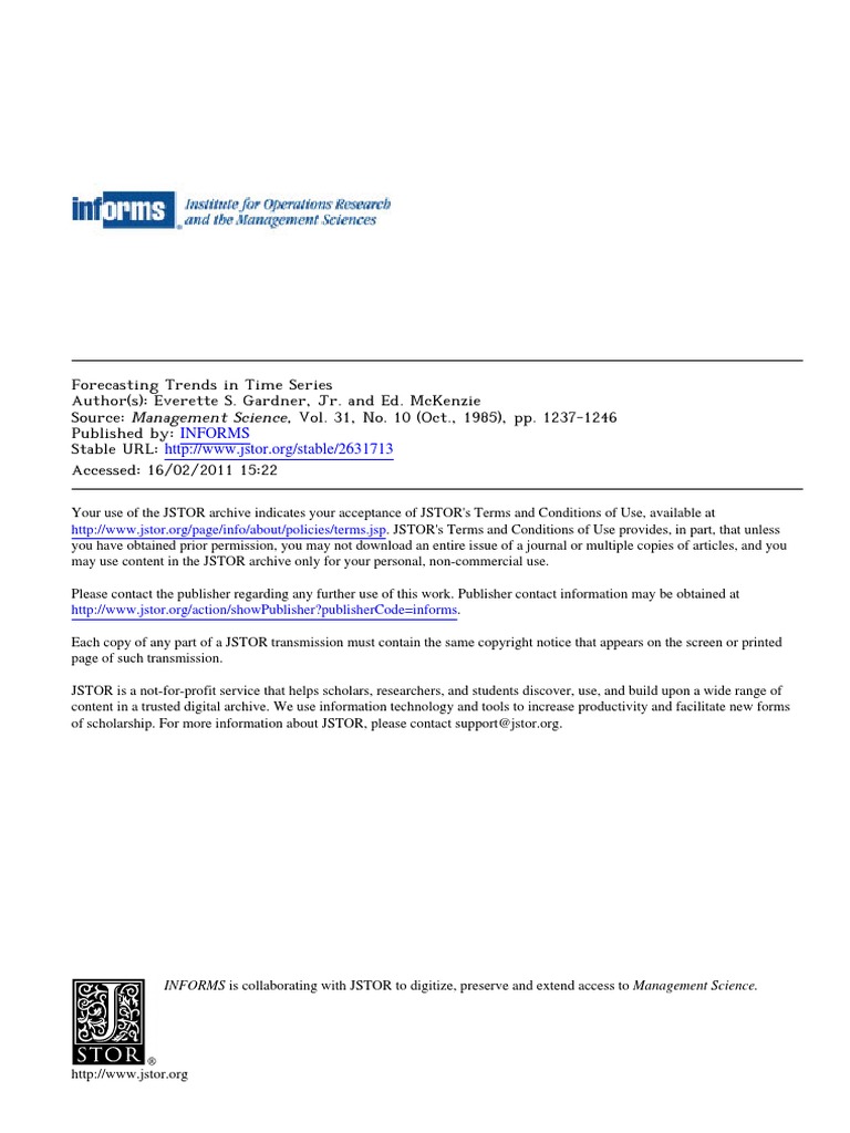 1985 Forecasting Trends Pdf Forecasting Autoregressive Integrated Moving Average